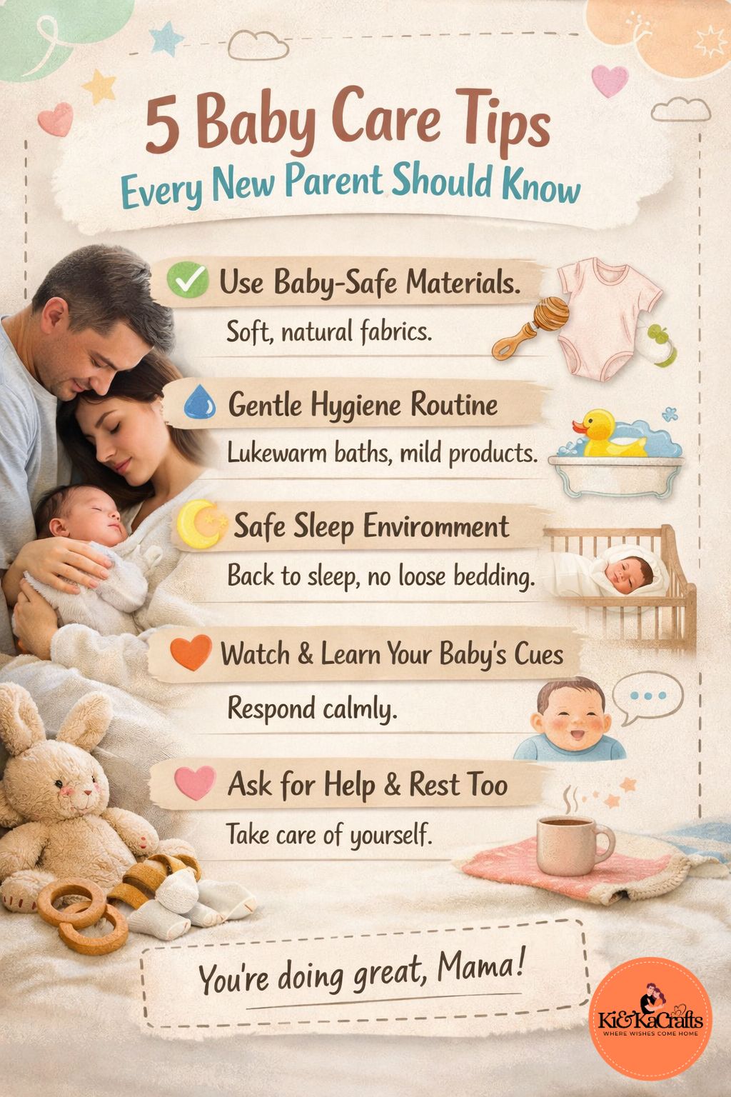 Baby Care Tips for New Parents: 5 Essential Things to Know - kiandkacrafts